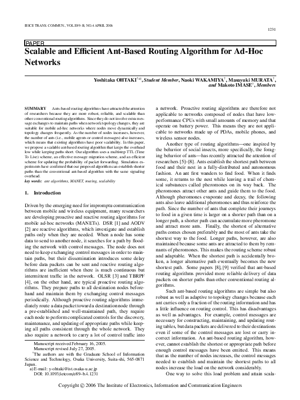 Pdf Scalable And Efficient Ant Based Routing Algorithm For Ad Hoc 4875