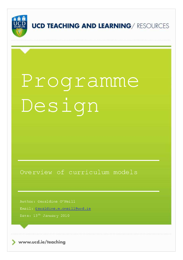 (PDF) Overview of curriculum models Programme Design