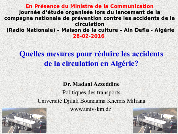 (PPT) Quelles mesures pour réduire les accidents de la circulation en ...