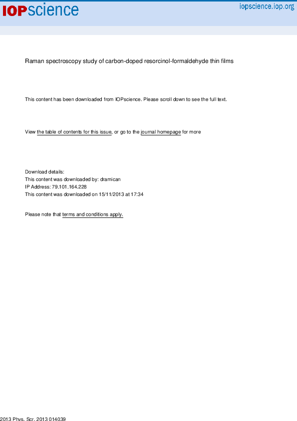 (PDF) Raman spectroscopy study of carbon-doped resorcinol-formaldehyde ...