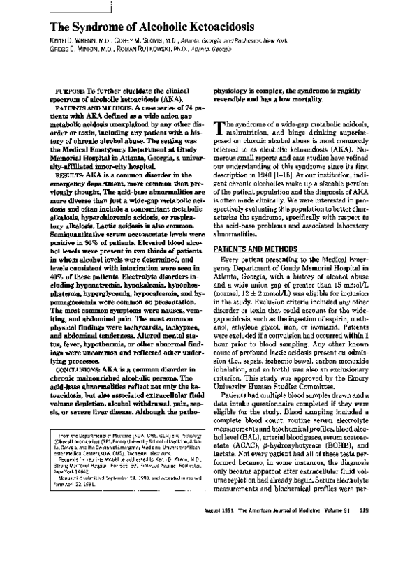 (PDF) The syndrome of alcoholic ketoacidosis