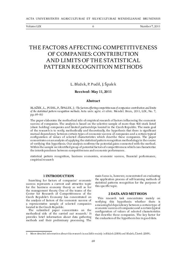 (PDF) The factors affecting competitiveness of companies: contribution ...