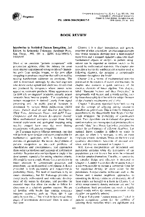 (PDF) Introduction to Statistical Pattern Recognition