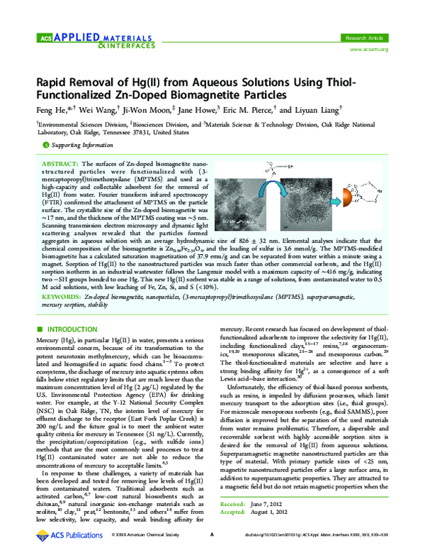 (PDF) Removal of Aqueous Hg(II) by Polyaniline: Sorption Characteristics and Mechanisms | Baolin ...