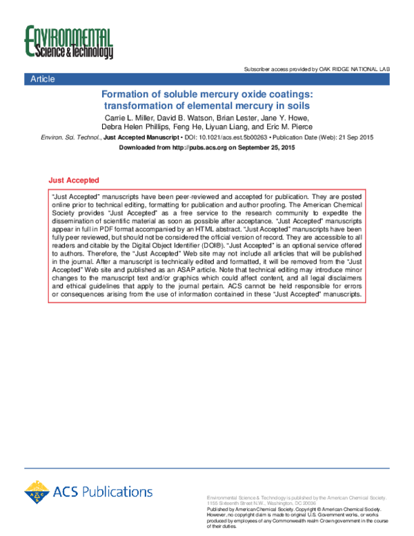(PDF) Formation of soluble mercury oxide coatings: transformation of ...