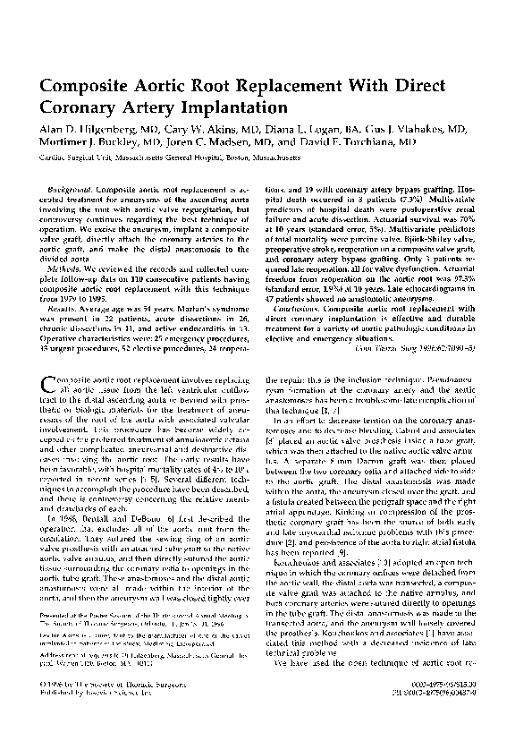 (PDF) Composite aortic root replacement with direct coronary artery ...