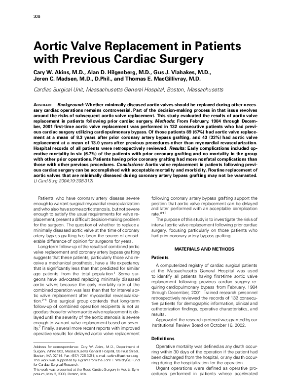 (PDF) Minimally invasive aortic valve replacement: Initial experience ...