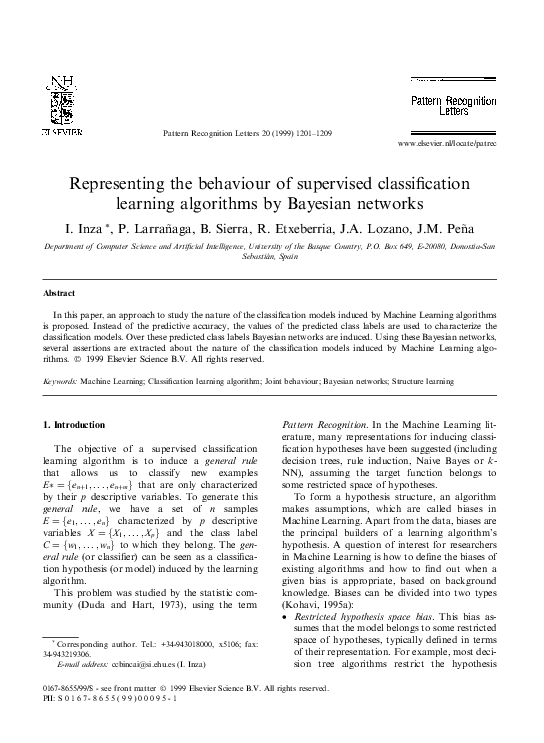 Pdf Representing The Behaviour Of Supervised Classification Learning