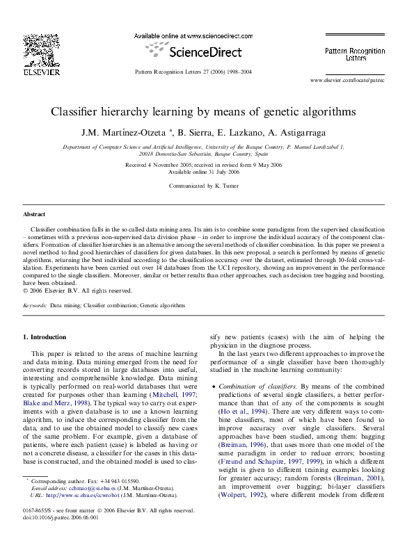 (PDF) Classifier hierarchy learning by means of genetic algorithms