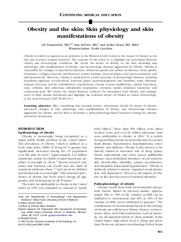 (PDF) Obesity and the skin: Skin physiology and skin manifestations of ...