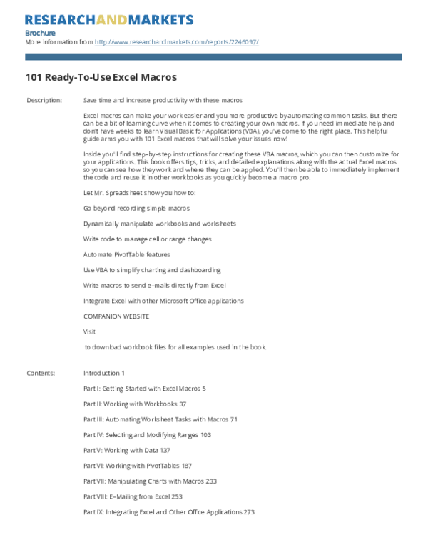 (PDF) 01 Ready-To-Use Excel Macros