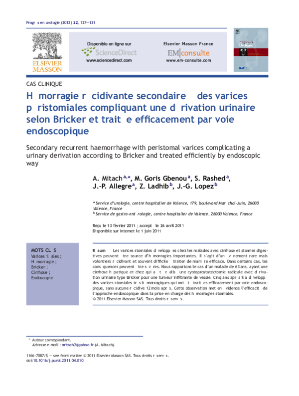 (PDF) [Secondary recurrent haemorrhage with peristomal varices ...