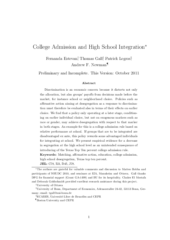 (PDF) College Admission and High School Integration