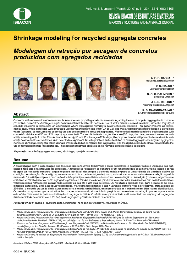 Pdf Shrinkage Modeling Of Recycled Aggregate Concrete