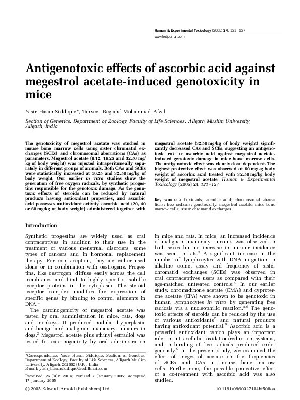 (PDF) Antigenotoxic effects of ascorbic acid against megestrol acetate ...