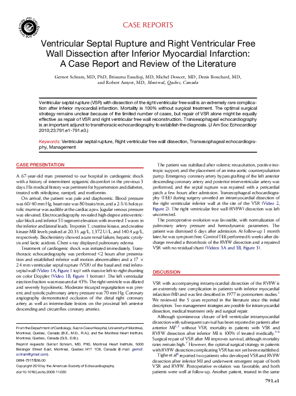 (PDF) Ventricular septal rupture and right ventricular intramyocardial ...