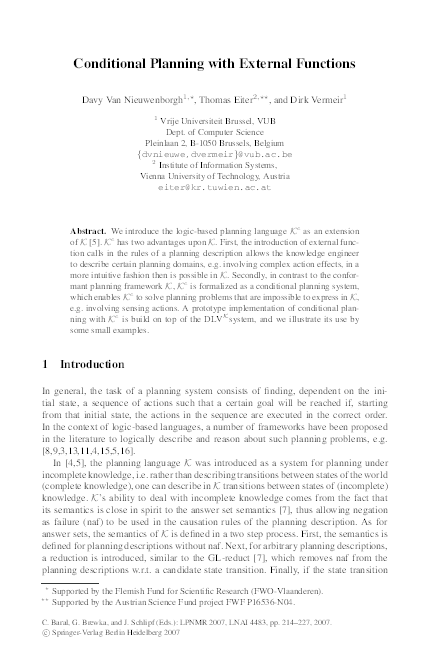 (PDF) Conditional Planning with External Functions