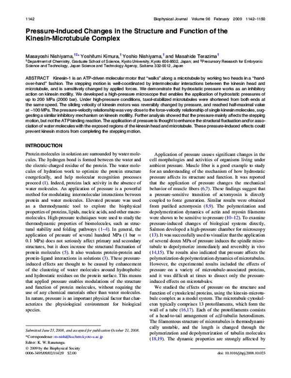 (PDF) Pressure-Induced Changes in the Structure and Function of the ...