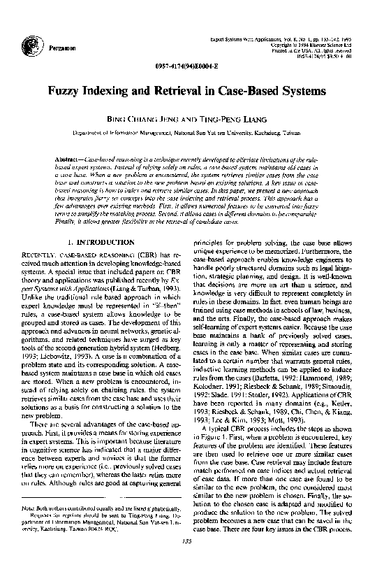 (PDF) Fuzzy indexing and retrieval in case-based systems
