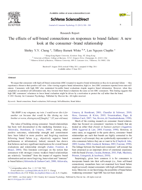 (PDF) The effects of self-brand connections on responses to brand ...