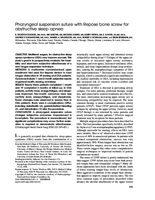 (PDF) Pharyngeal suspension suture with Repose bone screw for ...
