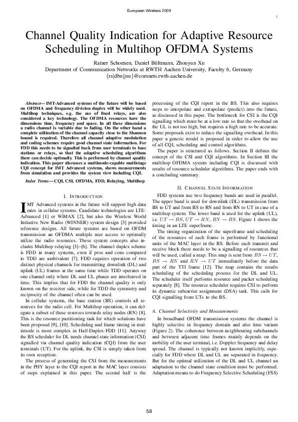 (PDF) Channel quality indication for adaptive resource scheduling in ...