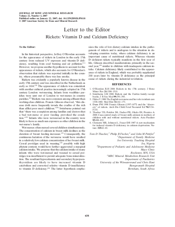 (PDF) Rickets: Vitamin D and Calcium Deficiency