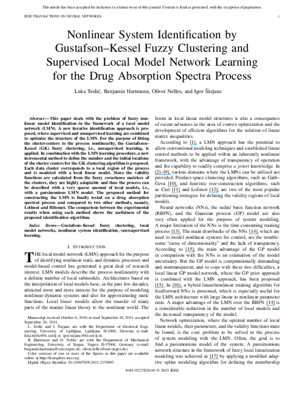 Pdf Supervised Hierarchical Clustering In Fuzzy Model Identification