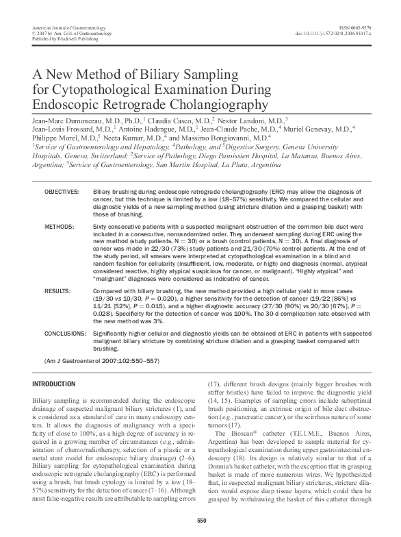 (PDF) A New Method of Biliary Sampling for Cytopathological Examination ...