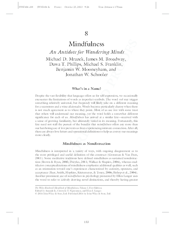 (PDF) An Antidote for Wandering Minds