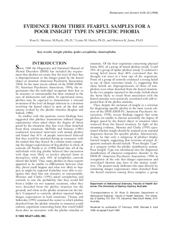 (PDF) Evidence from three fearful samples for a poor insight type in ...