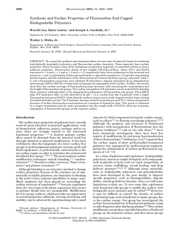 (PDF) Synthesis and Surface Properties of Fluorocarbon End-Capped ...