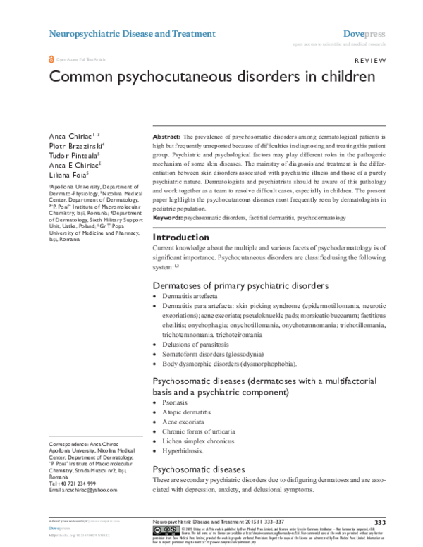 (PDF) Common psychocutaneous disorders in children