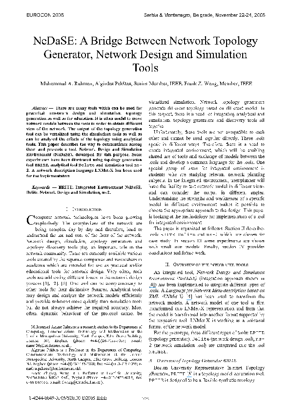 (PDF) NeDaSE: A Bridge Between Network Topology Generator, Network ...