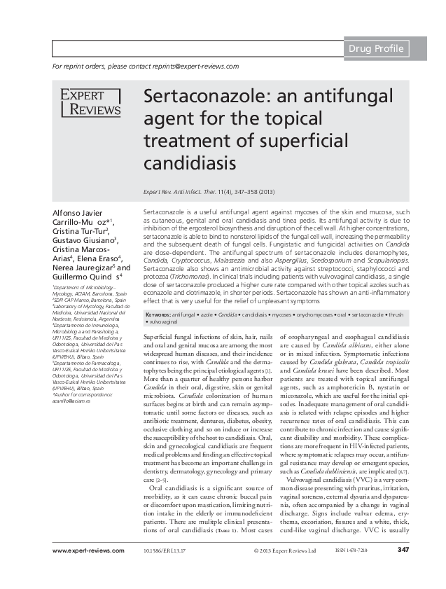 (PDF) Sertaconazole: an antifungal agent for the topical treatment of ...