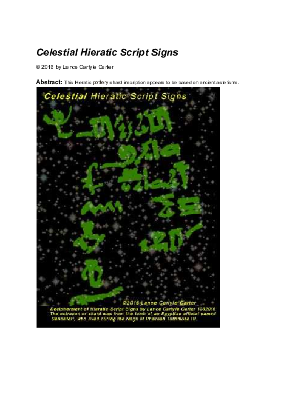 (PDF) Celestial Hieratic Script Signs