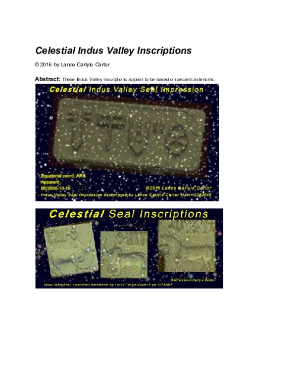Celestial Indus Valley Inscriptions