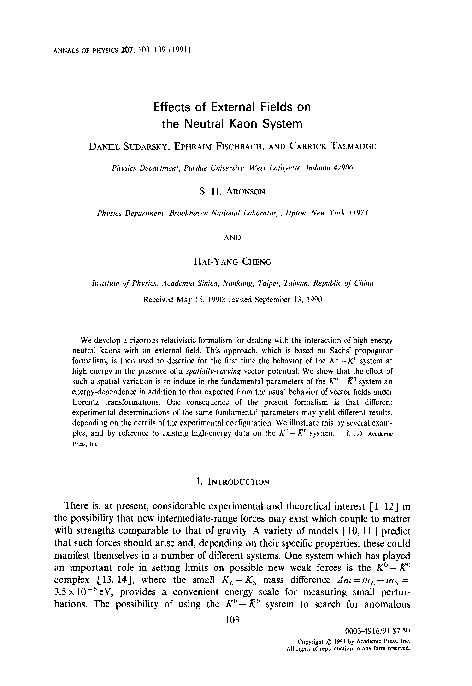 (PDF) Effects of external fields on the neutral kaon system