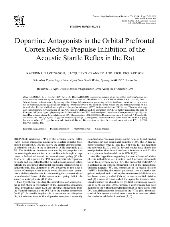 (PDF) Dopamine Antagonists in the Orbital Prefrontal Cortex Reduce ...