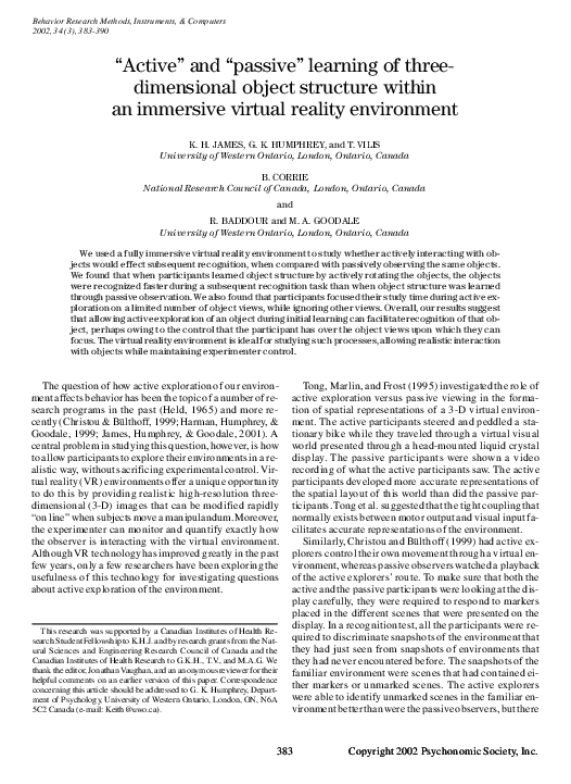 (PDF) “Active” and “passive” learning of three-dimensional object ...