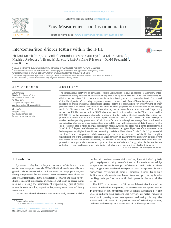 (PDF) Intercomparison dripper testing within the INITL