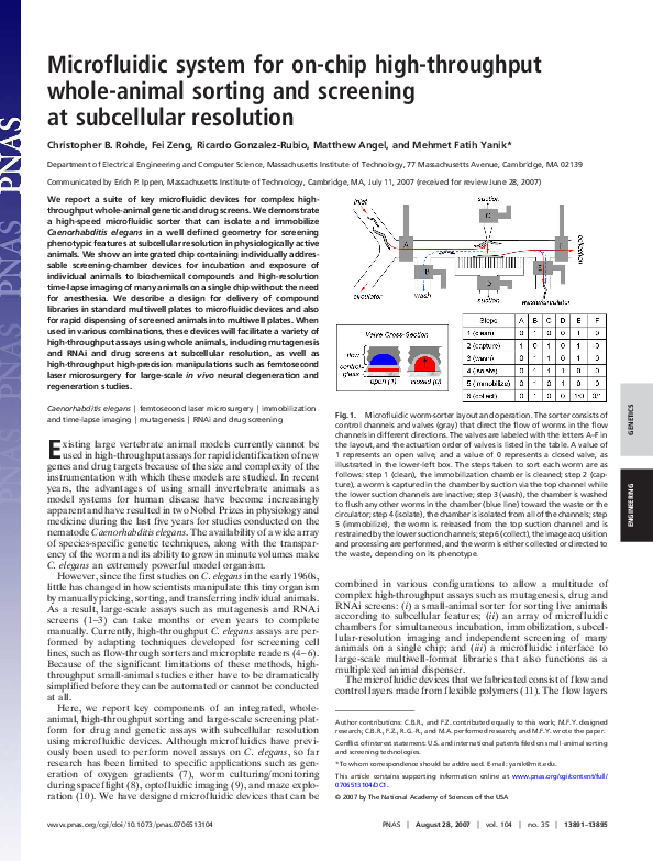 (PDF) Microfluidic system for on-chip high-throughput whole-animal sorting and screening at ...