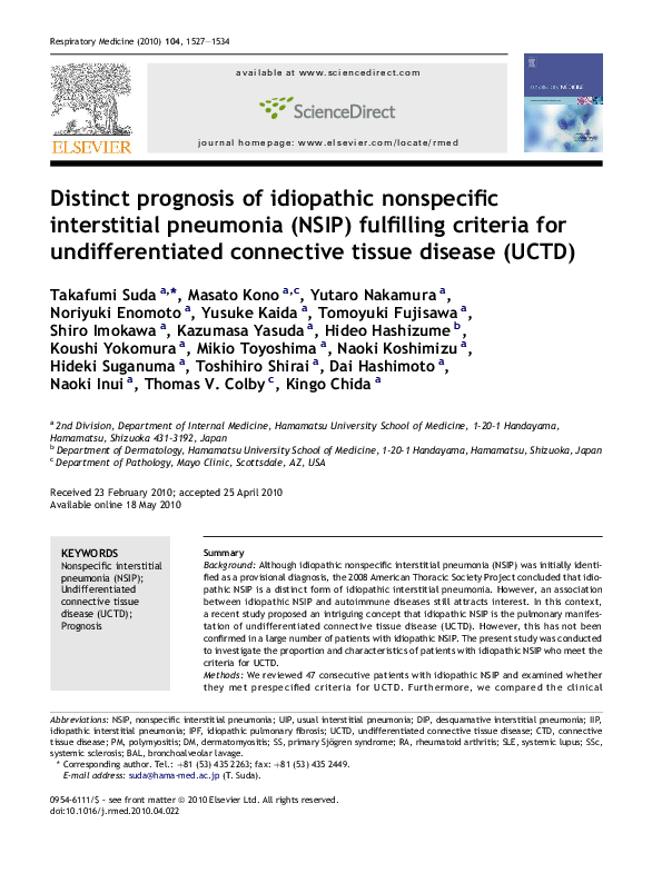 (PDF) Distinct prognosis of idiopathic nonspecific interstitial ...