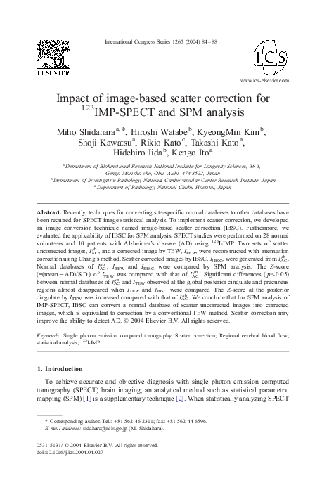 (PDF) Impact of image-based scatter correction for 123IMP-SPECT and SPM ...