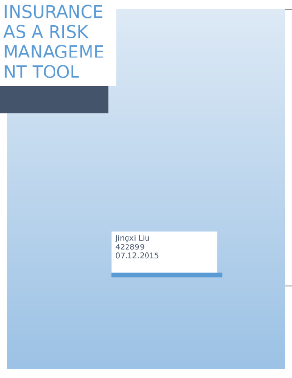 (DOC) INSURANCE AS A RISK MANAGEMENT TOOL
