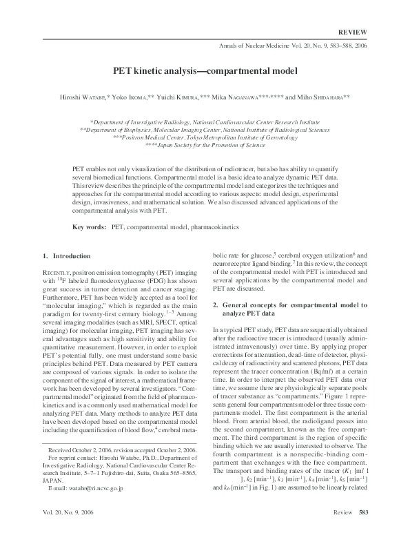 (PDF) PET kinetic analysis—compartmental model