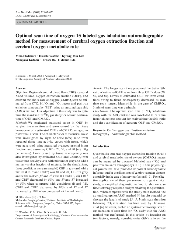 (PDF) Optimal scan time of oxygen-15-labeled gas inhalation ...