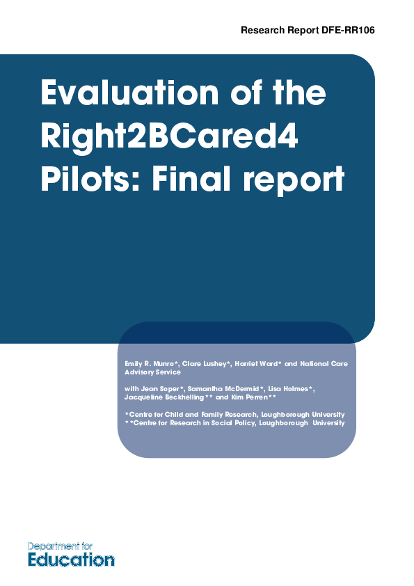 (PDF) Right2BCared4: Final Report. Research Report DFE-RR106
