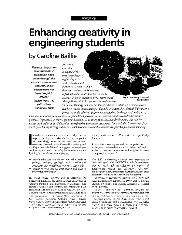 (PDF) Enhancing creativity in engineering students