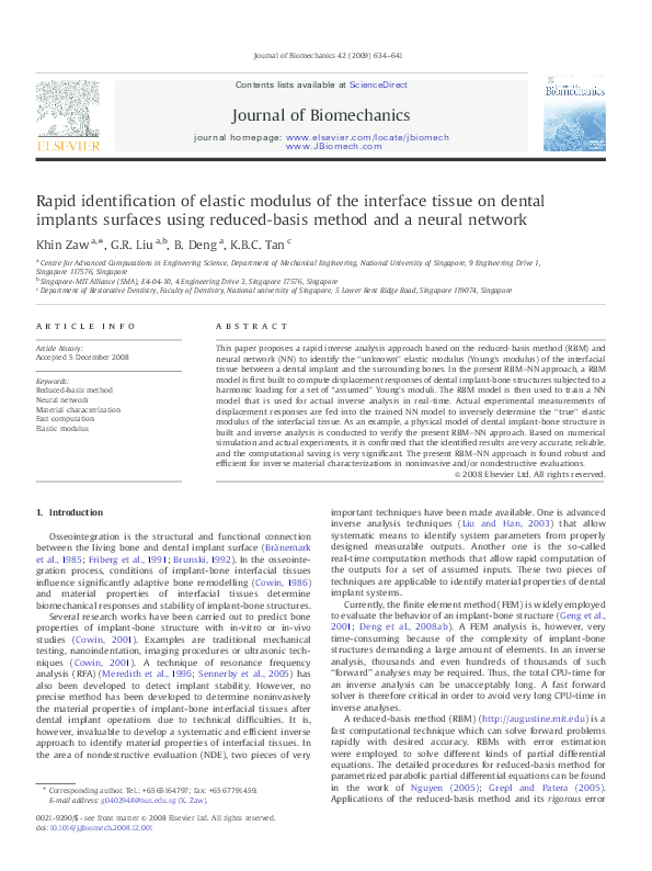 (PDF) Rapid identification of elastic modulus of the interface tissue ...